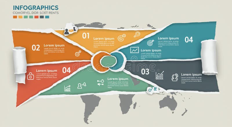 Infographic with a Multi-colored, Torn-paper Design Divided into Four ...