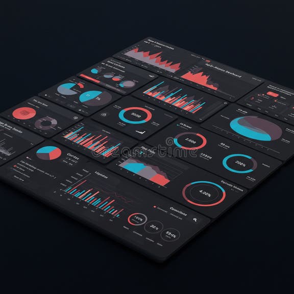 Infographic with Multiple Charts and Graphs on a Dark Background ...