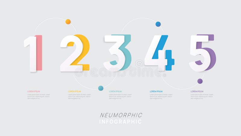 Infographic Number Diagram Template for Business. 5 Step Neumorphic ...