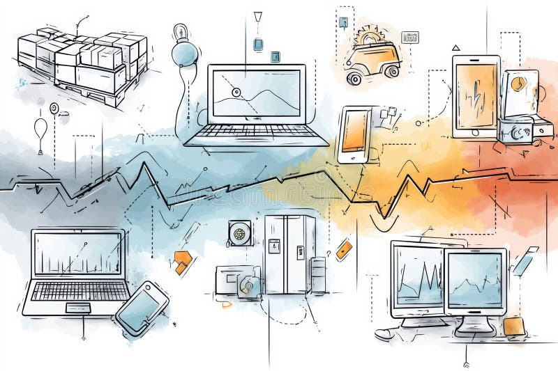 Supply Chain Breakdown Infographic Showing Tech Goods and Flow Analysis ...