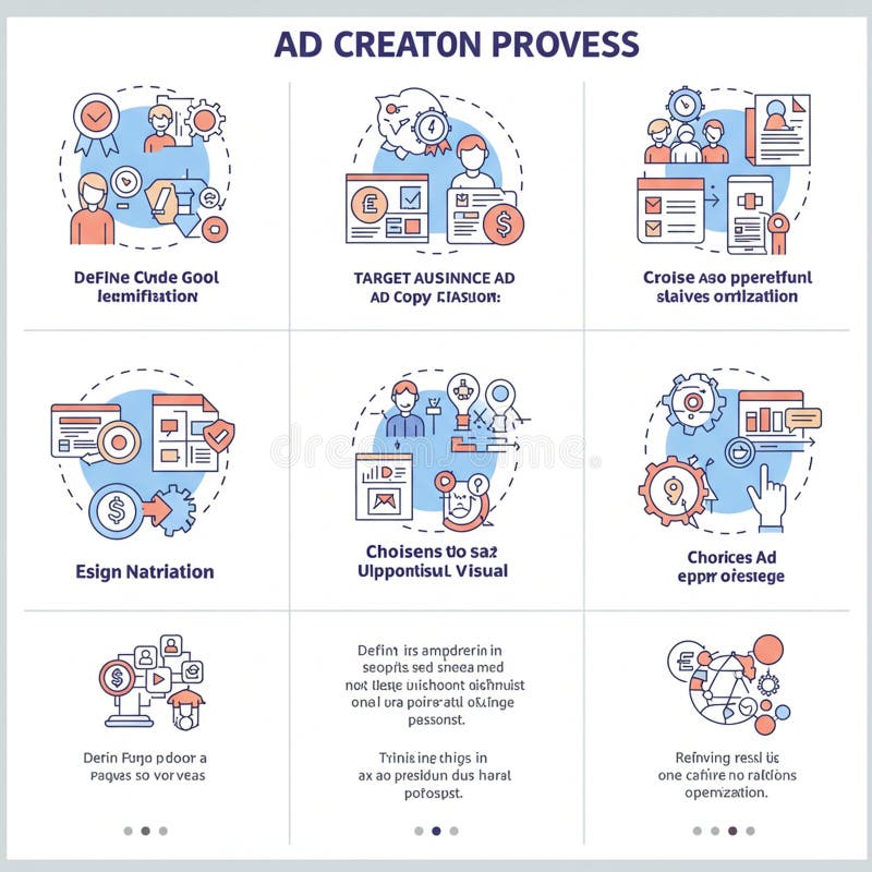 Infographic Outlining the Ad Creation Process with Illustrations and ...