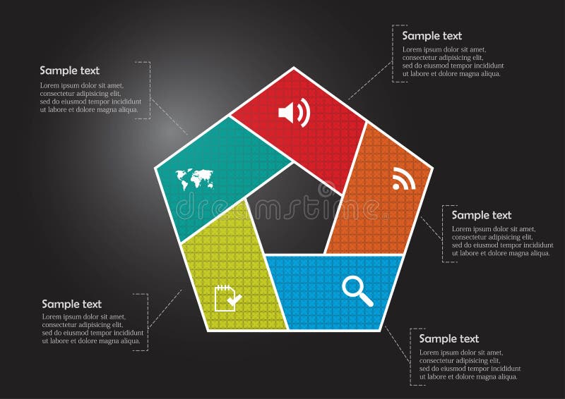Infographic Pentagon Template with Sections Filled by Patterns Stock ...