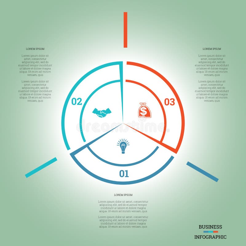 Infographic Pie Chart Template Colourful Circle Three Positions Stock ...
