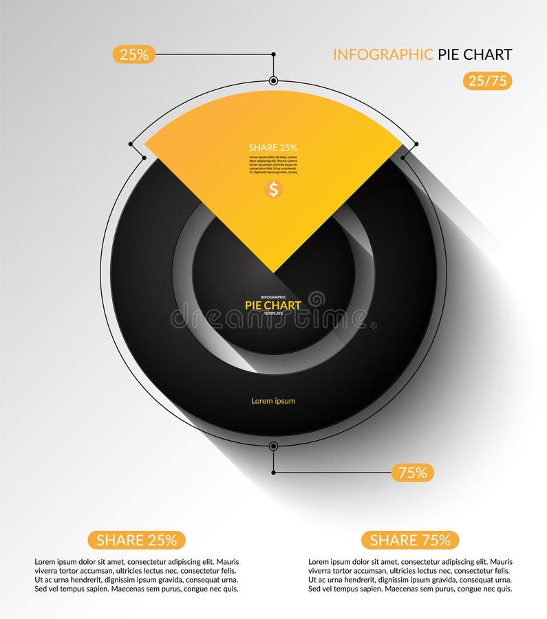 Infographic Pie Chart Template. Share of 25 and 75 Percent Stock ...