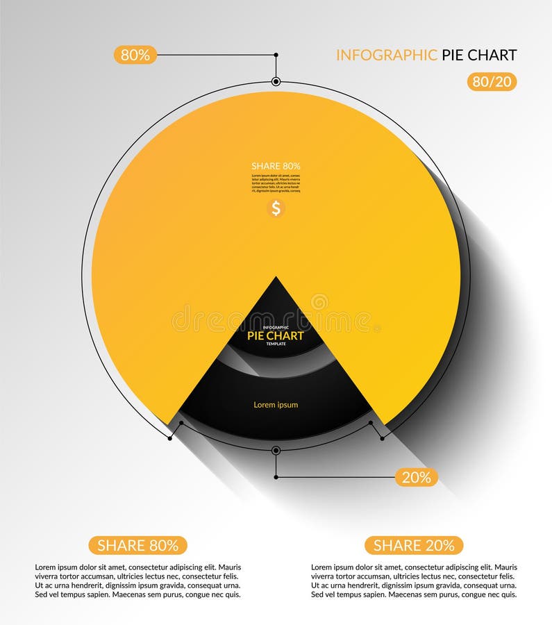 Infographic Pie Chart Template. Share of 80 and 20 Percent Stock ...