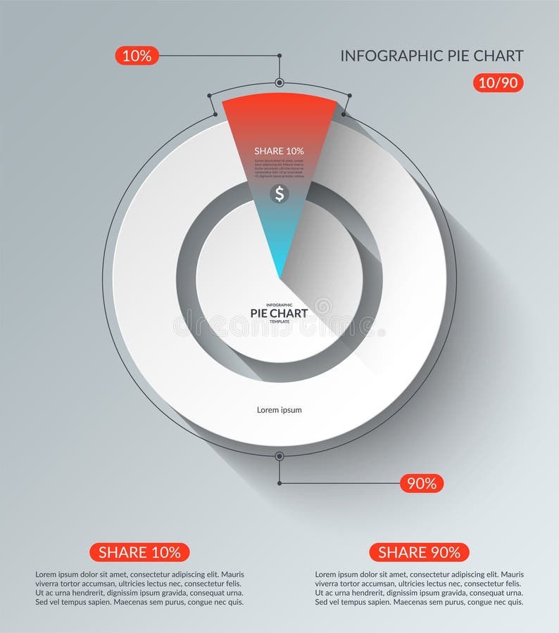 Infographic Pie Chart Template. Share of 10 and 90 Percent Stock ...