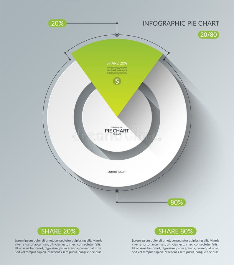 Infographic Pie Chart Template. Share of 20 and 80 Percent Stock ...