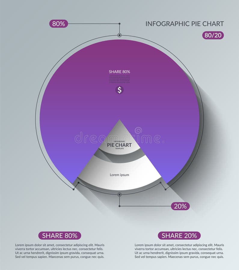 Infographic Pie Chart Template. Share of 80 and 20 Percent Stock ...