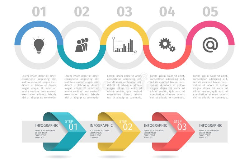Infographic Process Chart and Arrows with Step Up Options. Vector ...