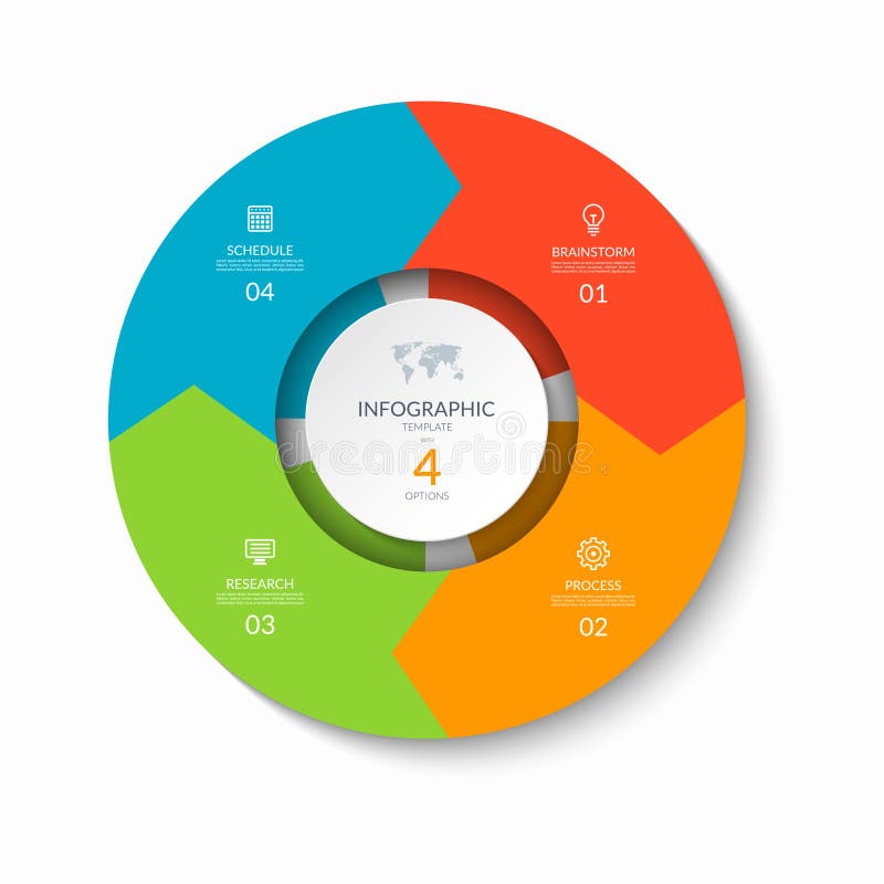 Infographic Process Chart. Design Template with 4 Circular Arrows Stock ... Infographic Process Chart. Design Template with 4 Circular Arrows Stock ...