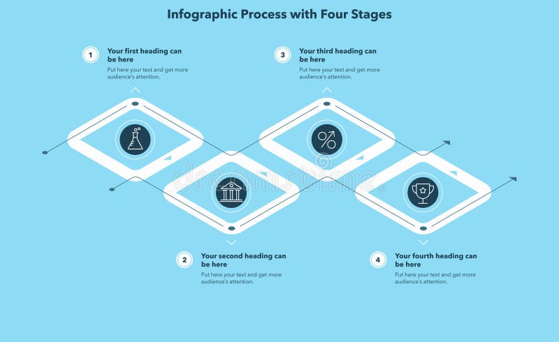 Infographic Process Template with Four Stages - Blue Version Stock ...