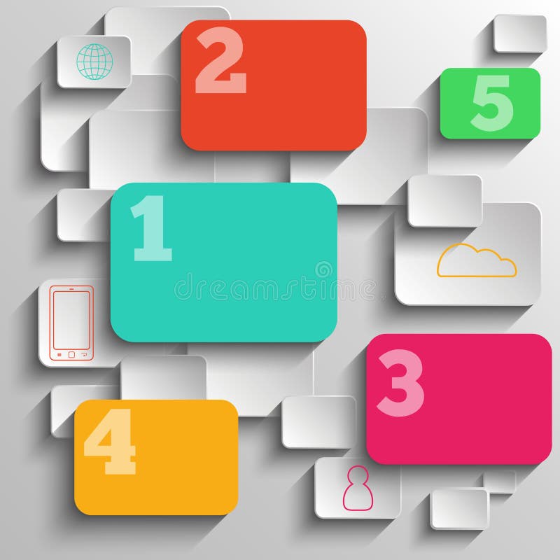 Infographic Process Template with Paper Colorful and White Rectangles ...