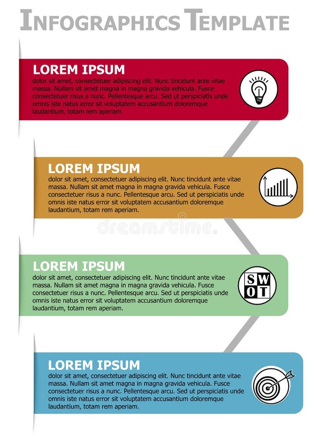 Infographic Process Visualization Template, Abstract Vector with Four ...