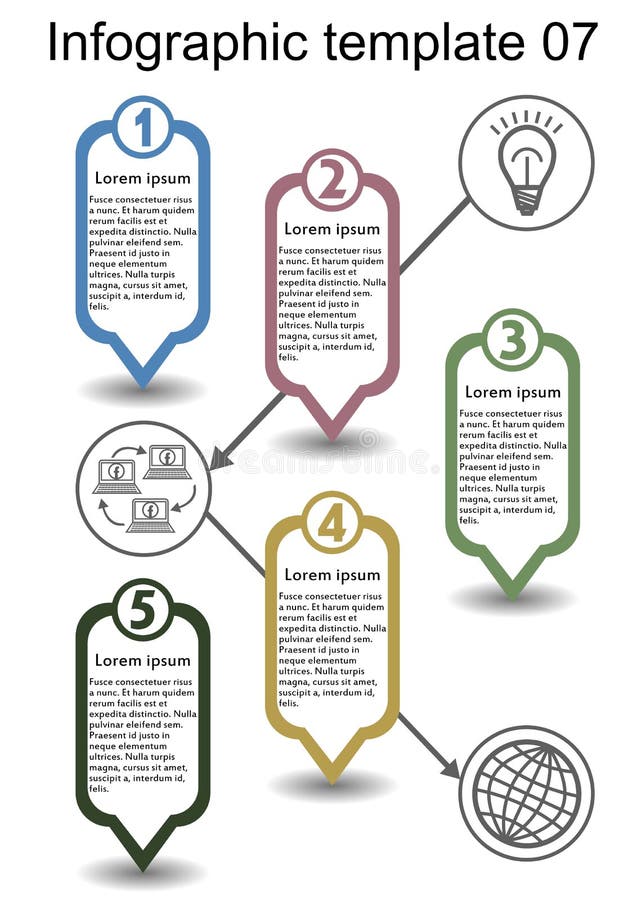 Infographic Process Visualization Template, Abstract Vector with Icons ...