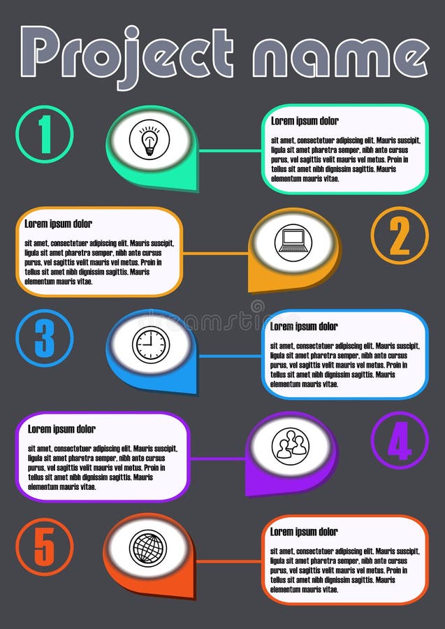 Infographic Process Visualization Template on Dark Background, Abstract ...