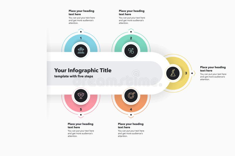 Infographic Progress Diagram with Five Steps with Numbers and ...