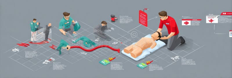 CPR Steps Visual Guide Infographic Illustrating Essential Lifesaving ...
