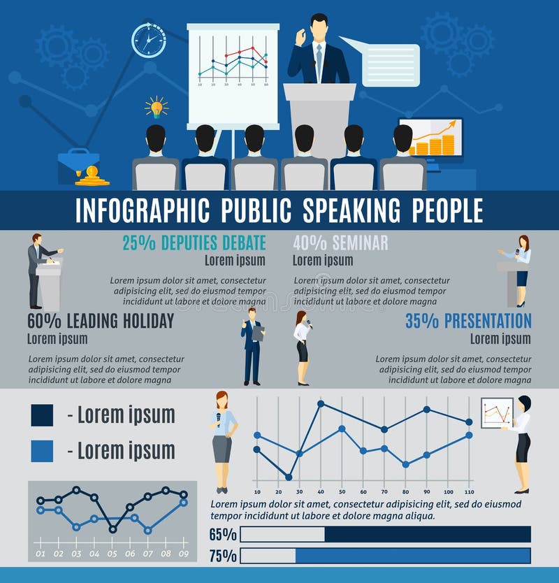 Infographic Public People Speaking from Podium Stock Vector ...