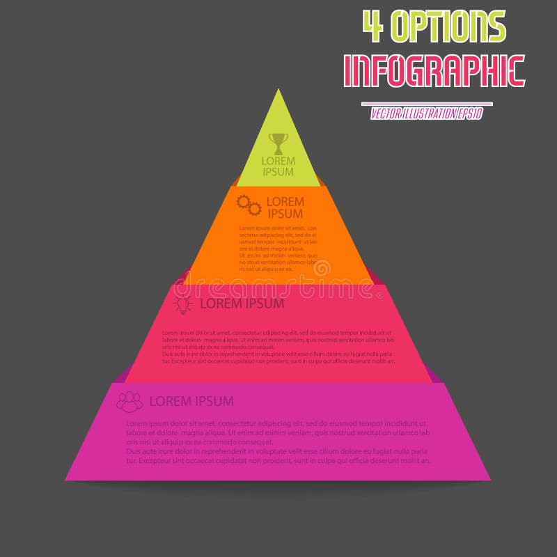 Infographic Pyramid. the Triangle Diagram is Divided into 4 Parts Stock ...