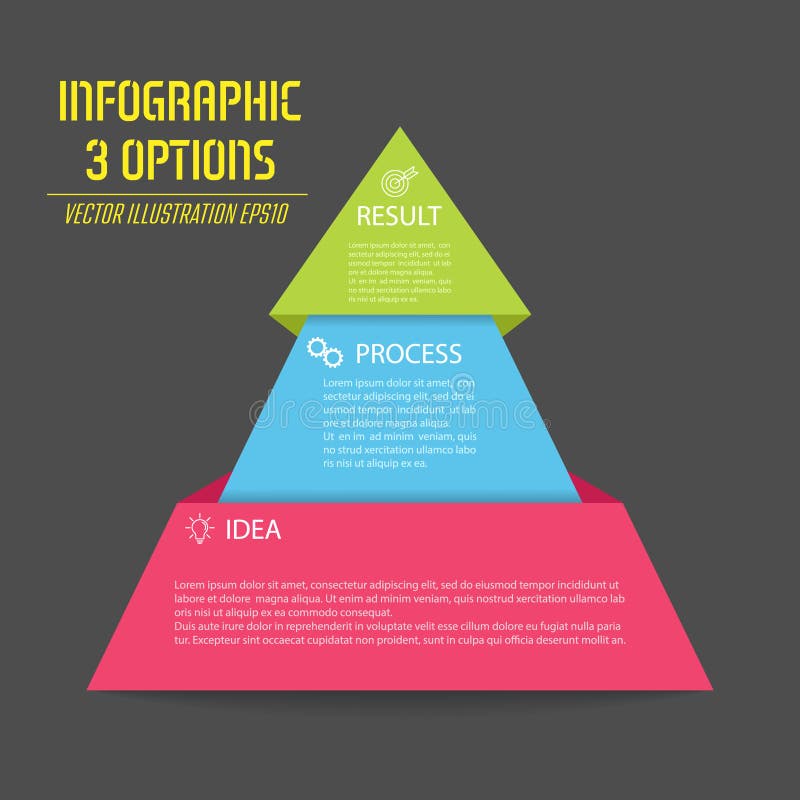Infographic Pyramid. the Triangle Diagram is Divided into 3 Parts Stock ...
