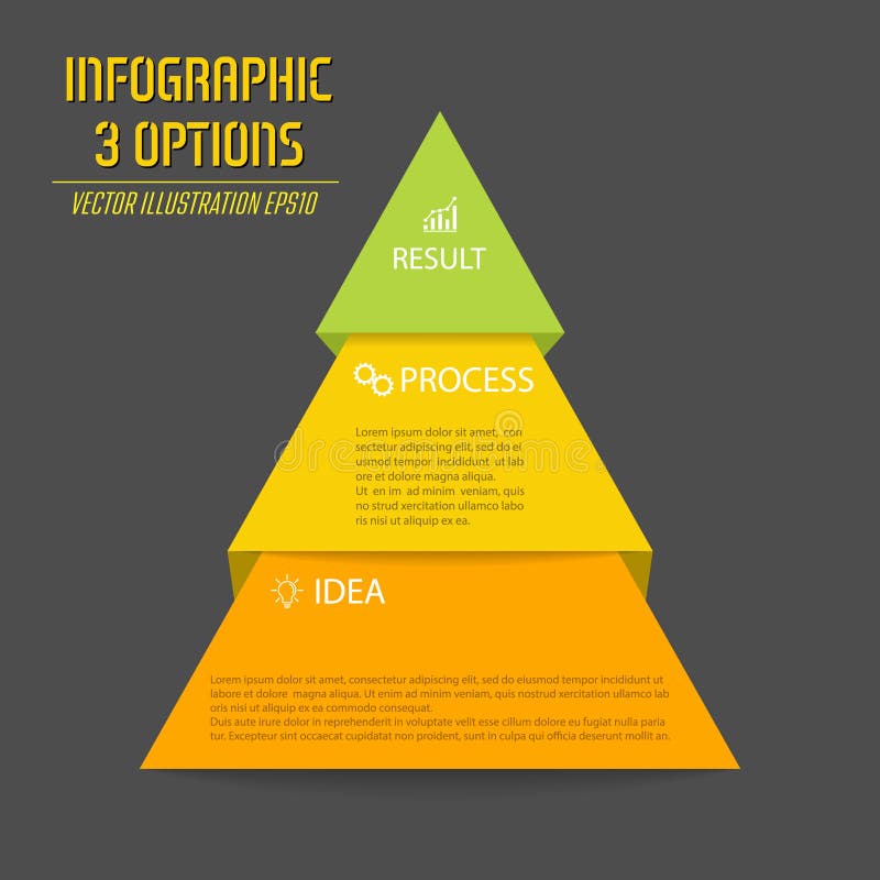 Triangle Divided into Three Colored Parts. Template for Infographics ...