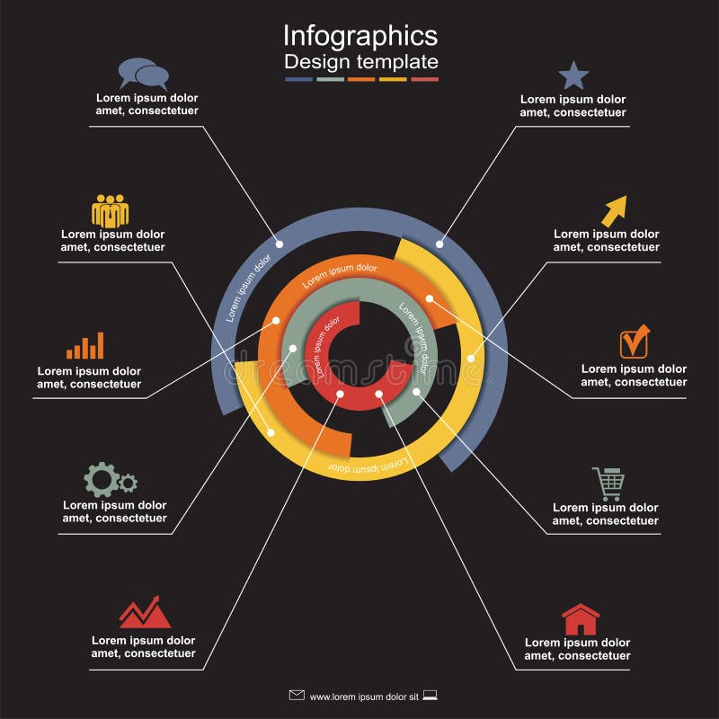 Infographic Rapportmall Med Linjer Och Symboler Vektor Illustrationer ...