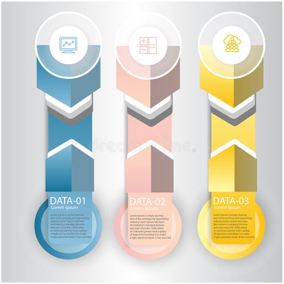 Infographic Rectangle and Circle Shape and Idea Data Vector Template Process Concept Step for ...