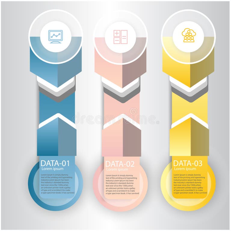 Infographic Rectangle and Circle Shape and Idea Data Vector Template Process Concept Step for ...
