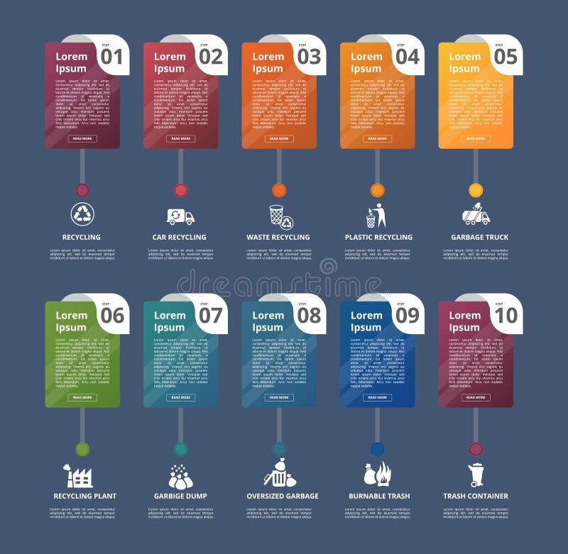 Infographic Recycling Template. Icons in Different Colors. Include ...