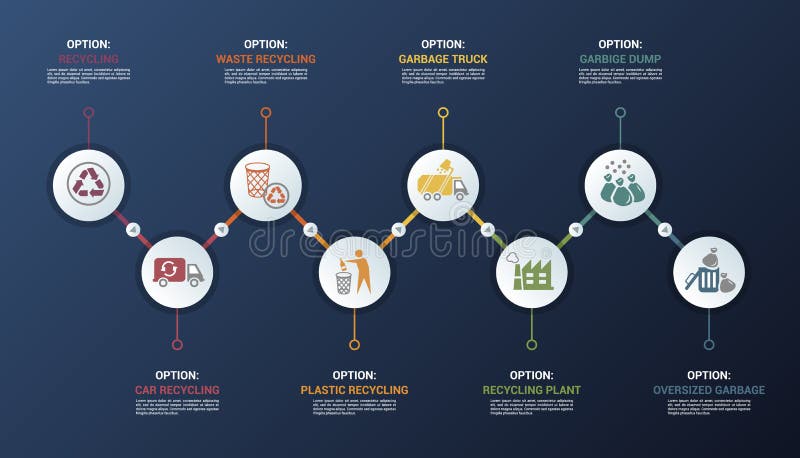 Infographic Recycling Template. Icons in Different Colors. Include ...