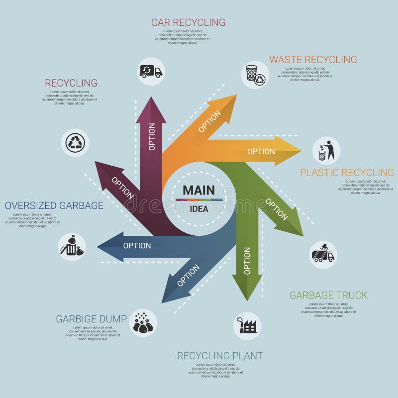 Infographic Recycling Template. Icons in Different Colors. Include ...