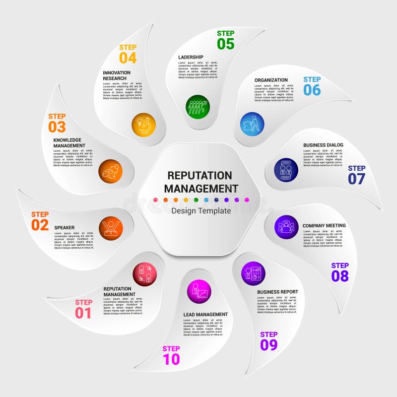 Infographic Reputation Management Template. Icons in Different Colors ...