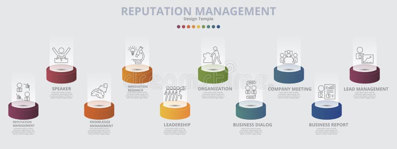 Infographic Reputation Management Template. Icons in Different Colors ...