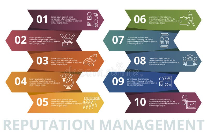 Infographic Reputation Management Template. Icons in Different Colors ...