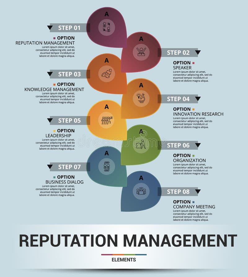 Infographic Reputation Management Template. Icons in Different Colors ...