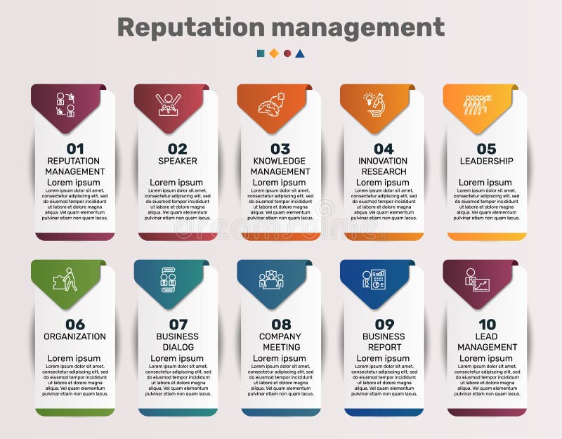Infographic Reputation Management Template. Icons in Different Colors ...