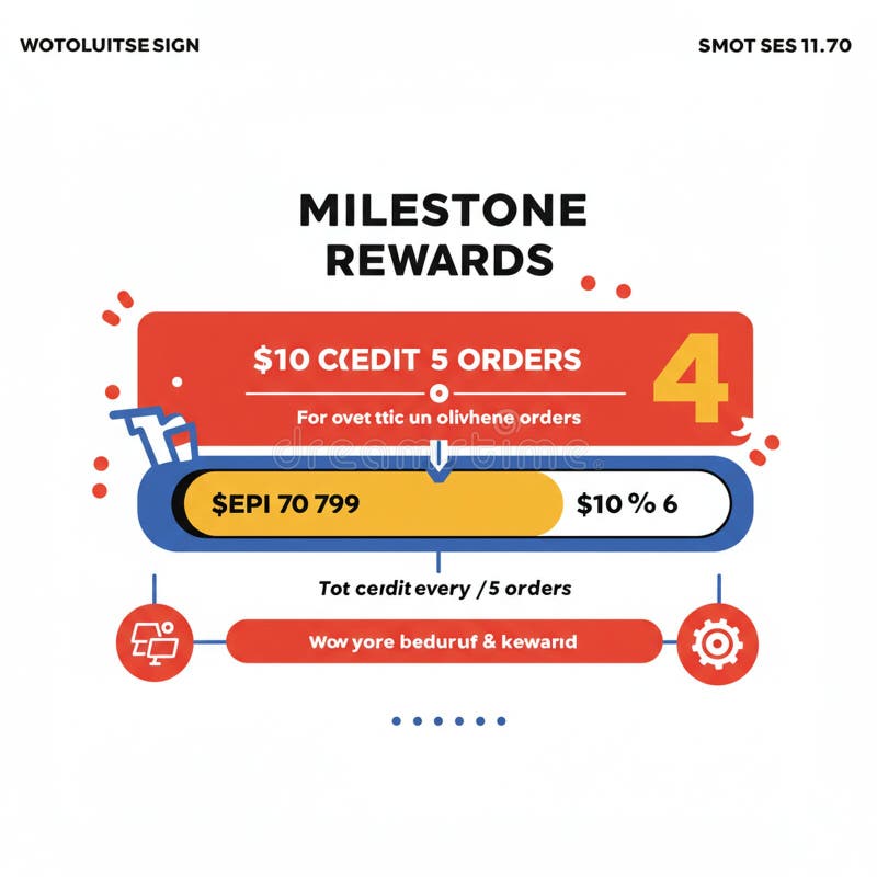 Infographic with Rewards Program Theme. Title "Milestone Rewards" in ...