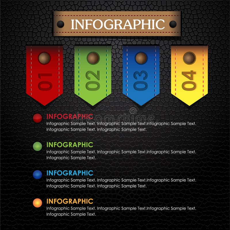 Infographic Ribbon Colorful and Leather Black Background Stock Vector ...
