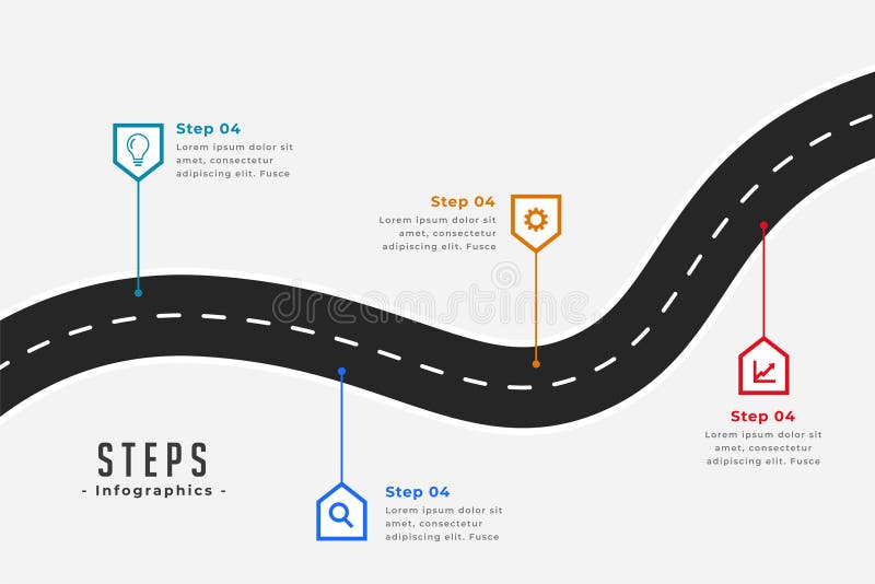 Infographic Route Map Template with Four Easy Step To Target Stock ...