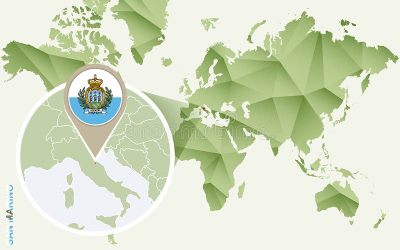 San Marino Detailed Flag Map Detailed Silhouette Waving Flag Vector