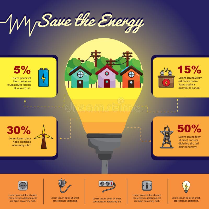 Infographic of Save Energy. Vector Illustration Decorative Design Stock ...