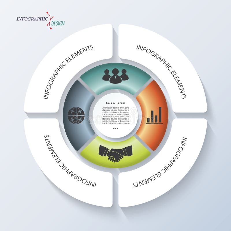 Infographic-Schablone Mit Kreis Und Vier Segmenten Vektor Abbildung ...