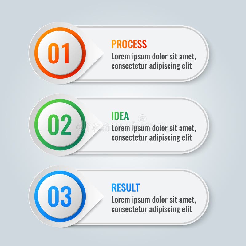 Infographic Scheme with Three Main Steps Process, Idea and Result Stock ...