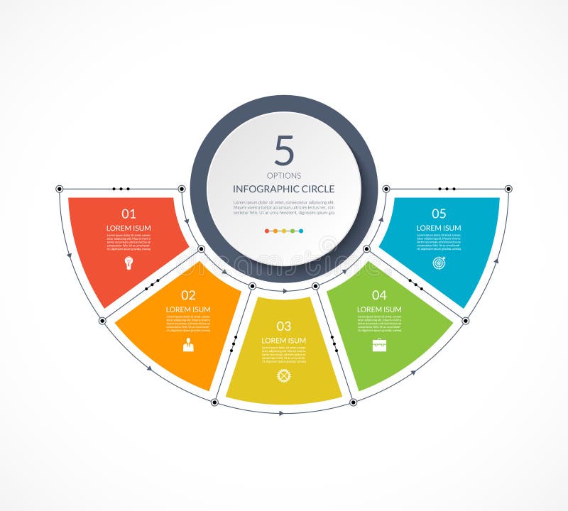 Infographic Semicircle Template with 4 Options. Can Be Used As a Chart ...