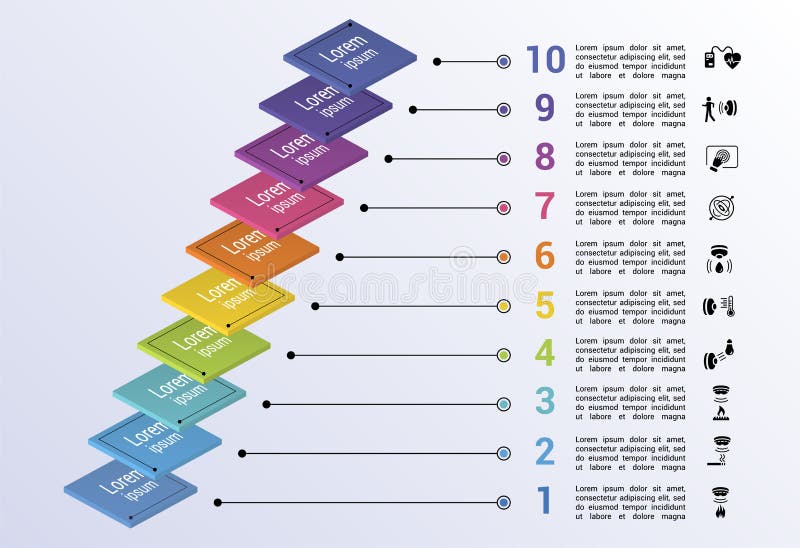 Infographic Sensor Template. Icons in Different Colors. Include Water ...