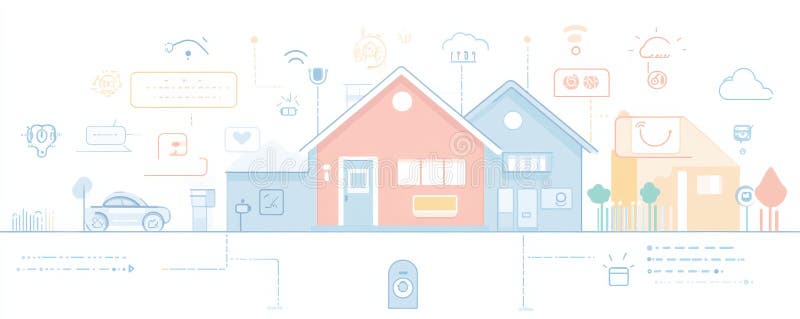 Flat Design Infographic Illustrating Smart Home Technology with ...