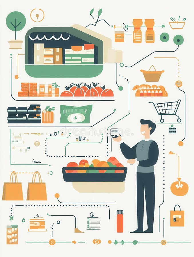 Grocery Order Flow Infographic Highlighting Selection, Checkout ...