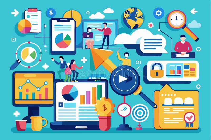 The Infographic Showcases Marketing Research Elements, Including Charts ...