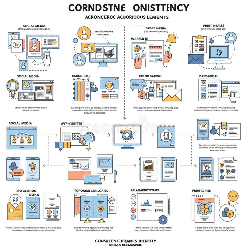 Infographic Showcasing a Digital Media Strategy with Interconnected ...