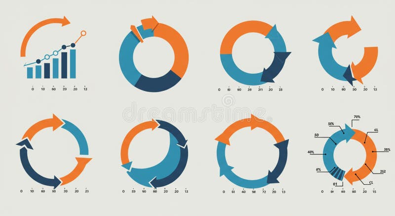 Infographic Showcasing Various Circular and Linear Data Visualizations ...
